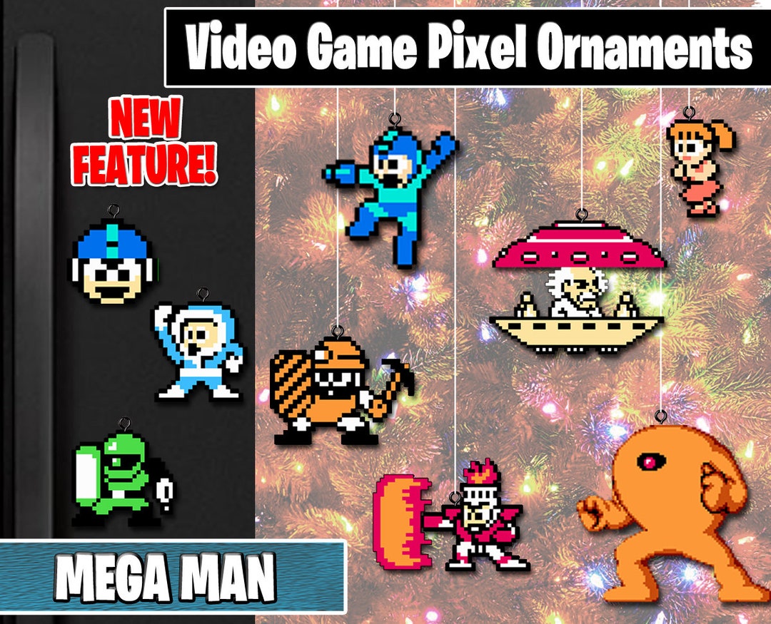 Mega Man/rock Man Pixel Ornaments - New Magnet Feature - Sprite ...