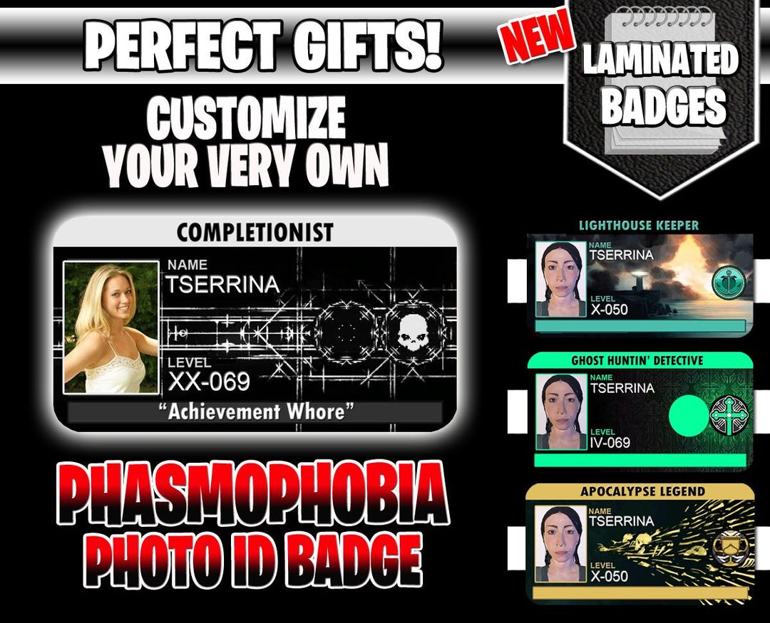 Phasmophobia PHOTO ID BADGE - Custom Tags - Holiday - Your Personal ...