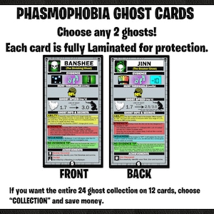 Phasmophobia Ghost Info Cards - Full Info Stats - Laminated - Holiday - Your Personal Collection ...