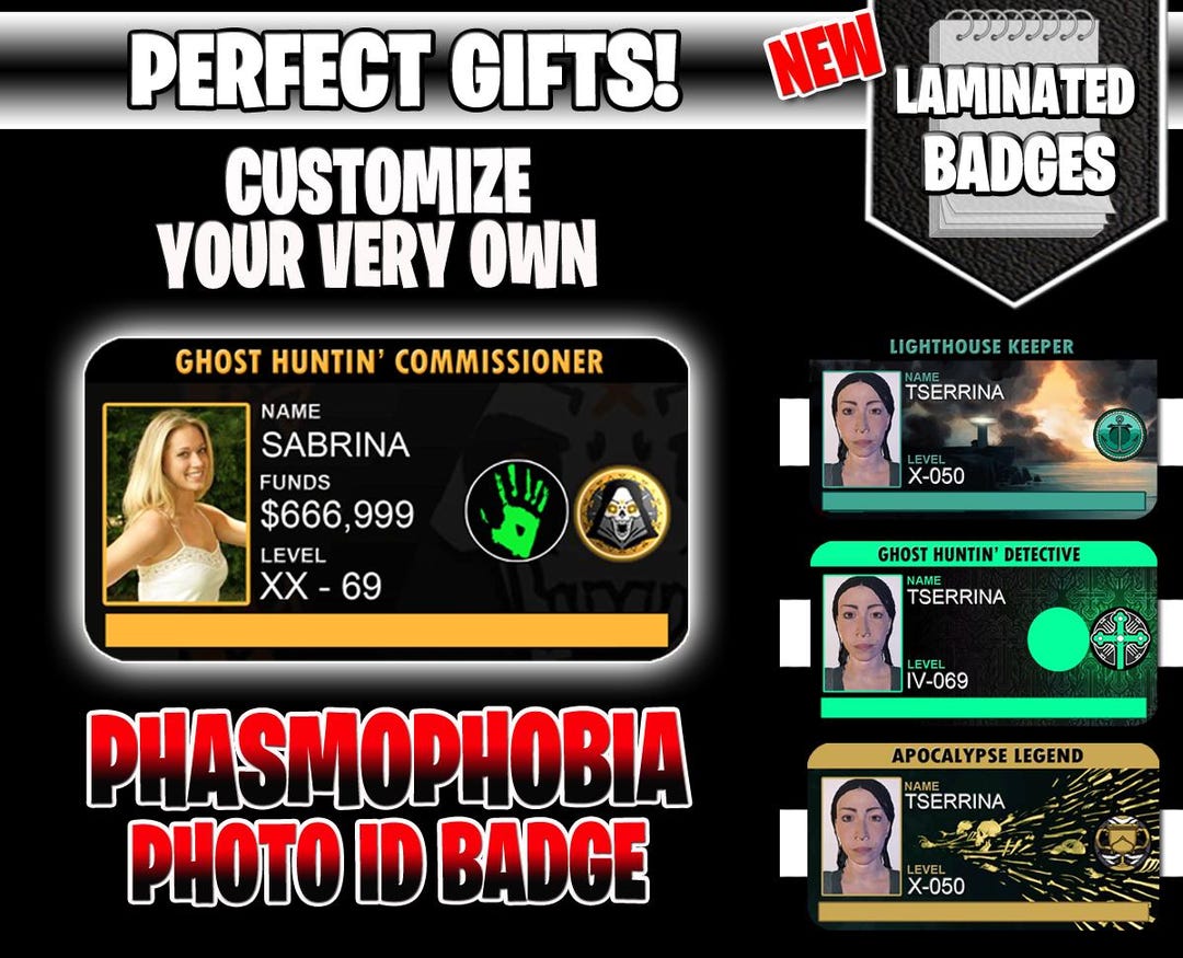 Phasmophobia PHOTO ID BADGE Custom Tags Holiday Your Personal ...