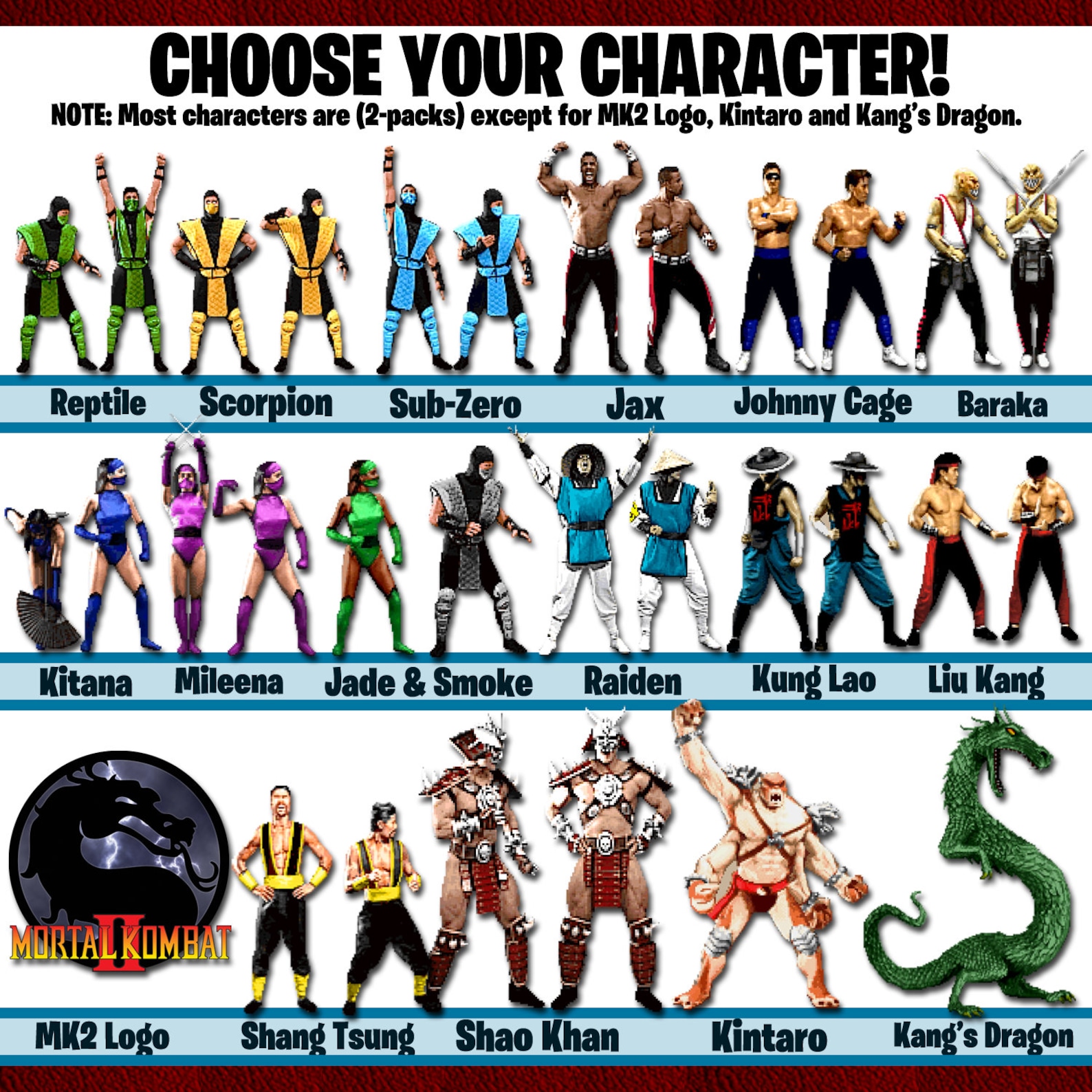 Mortal Kombat 2 Stances Pixel Ornaments - New Magnet Feature - Sprite ...
