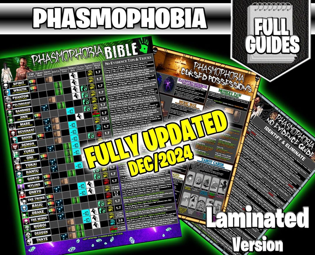 Phasmophobia Guides and Quick Charts - Laminated Version - Your ...