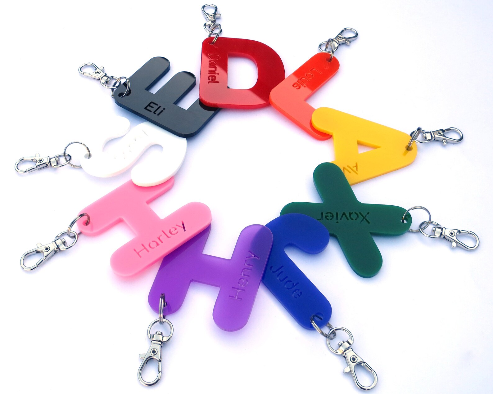 Personalised 6cm Acrylic Alphabet Letter Name Bag Tag for Backpack ...
