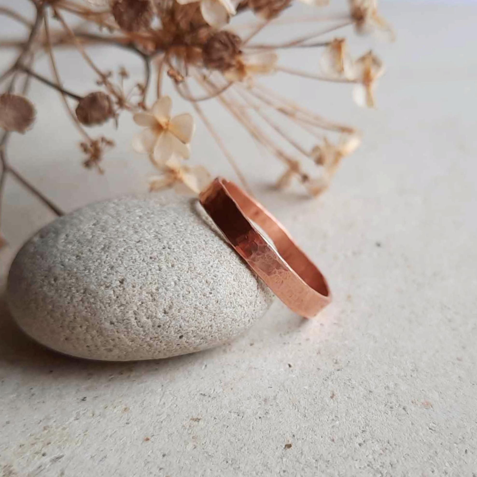Hammered Copper Ring ~ 3mm Textured Copper Band Ring ~ Unisex Plain ...