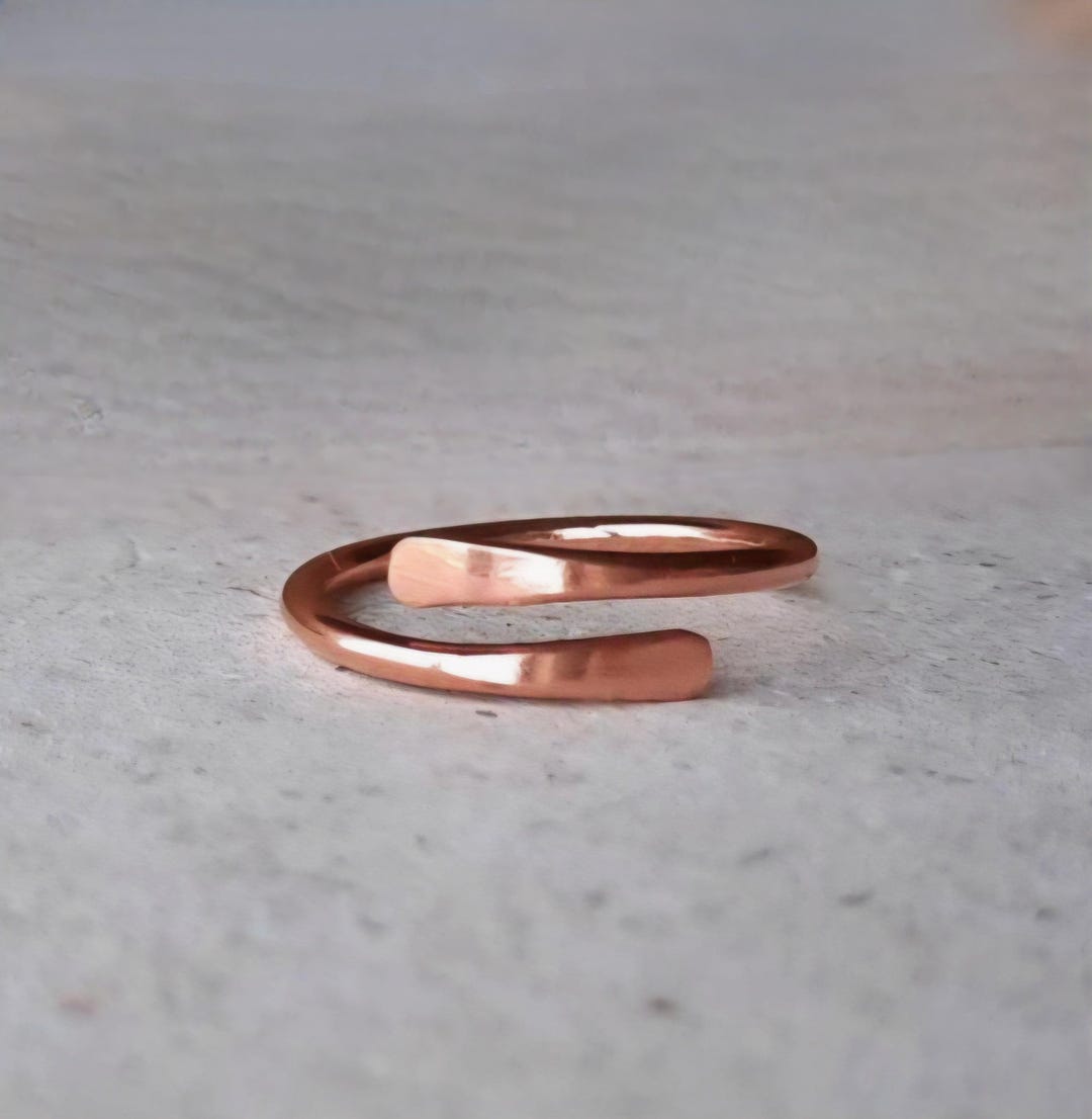 Plain Copper Wrap Ring ~ Slim Adjustable Midi Ring ~ Wrap Around Thumb ...