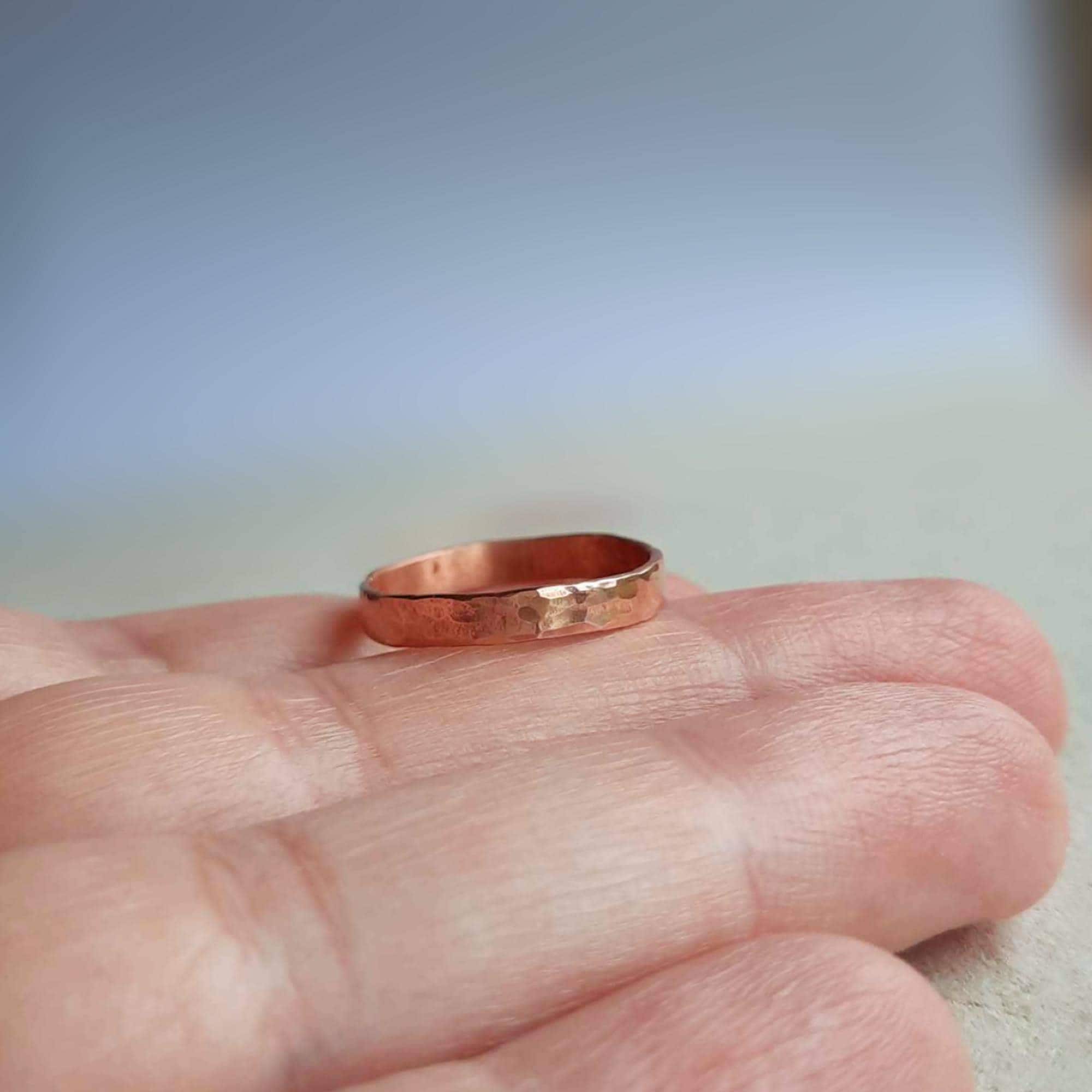Hammered Copper Ring ~ 3mm Textured Copper Band Ring ~ Unisex Plain ...