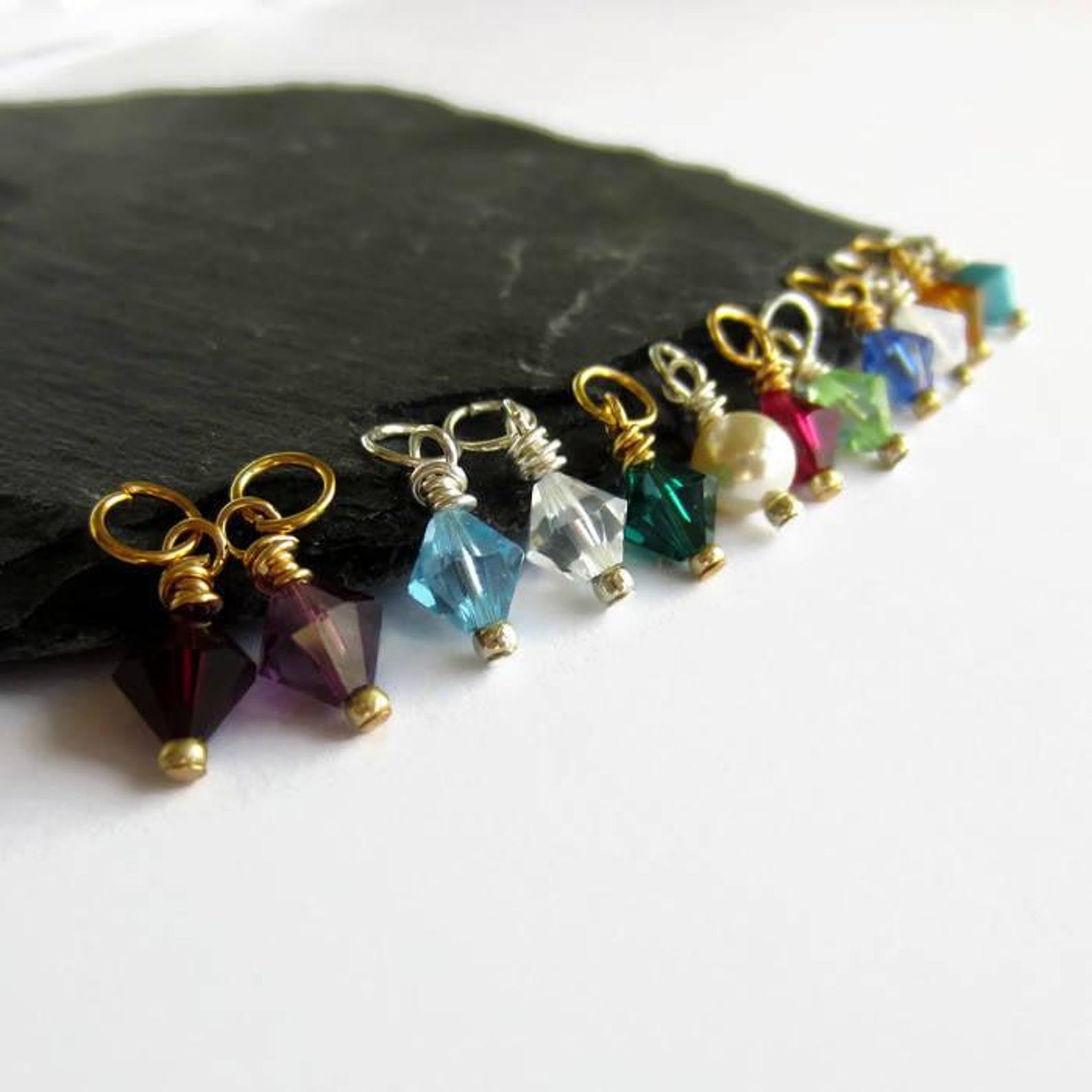 Tiny Crystal Charm - Wire Wrapped Birthstone Charm - Keepsake Jewelry ...