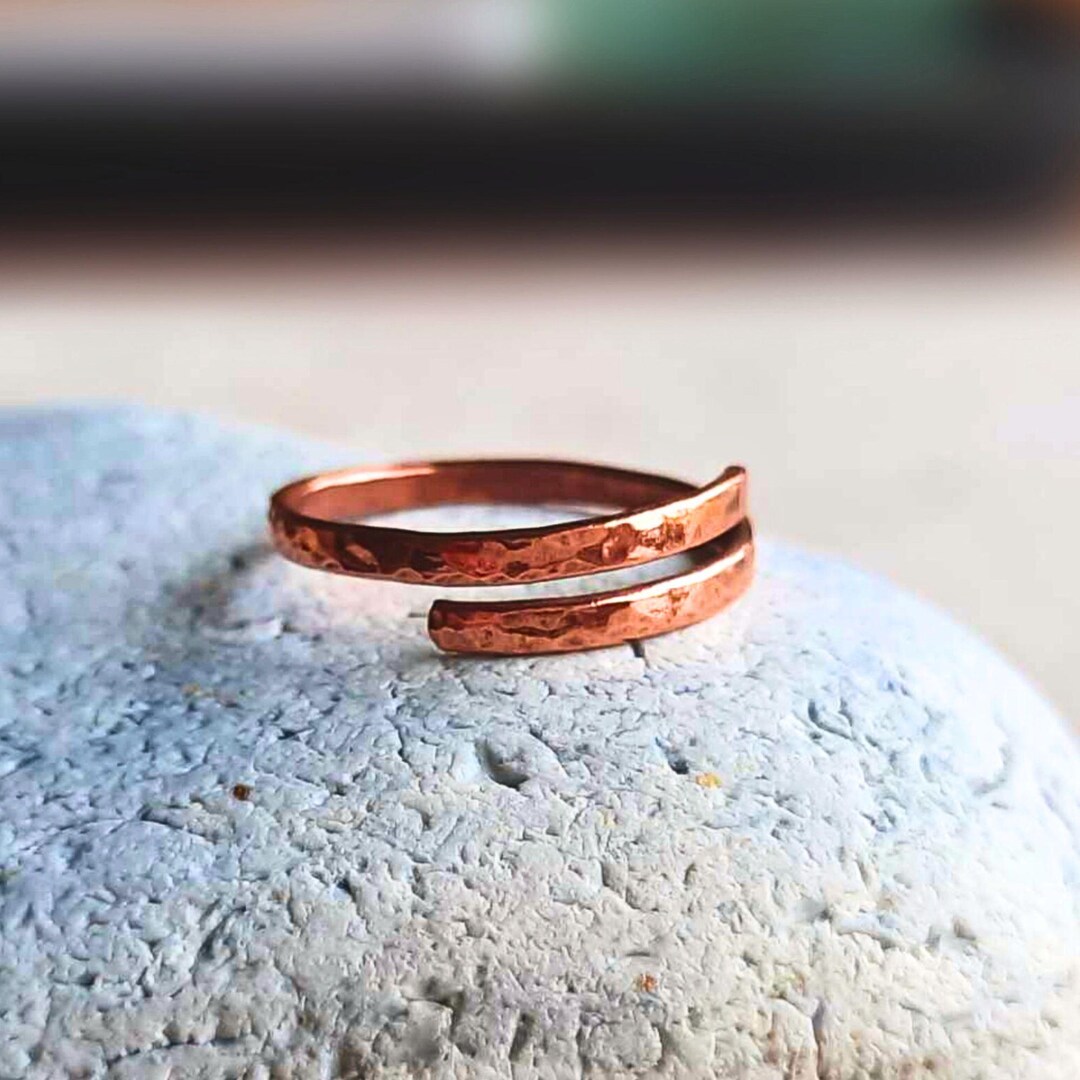 Slim Hammered Copper Band Ring ~ Textured Copper Wrap Ring ~ Pure ...