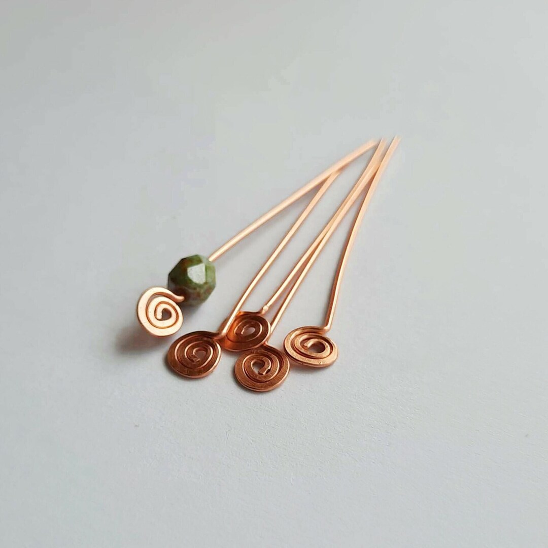 Pure Copper Spiral Headpins, 10 Pieces, Decorative Head Pins for ...