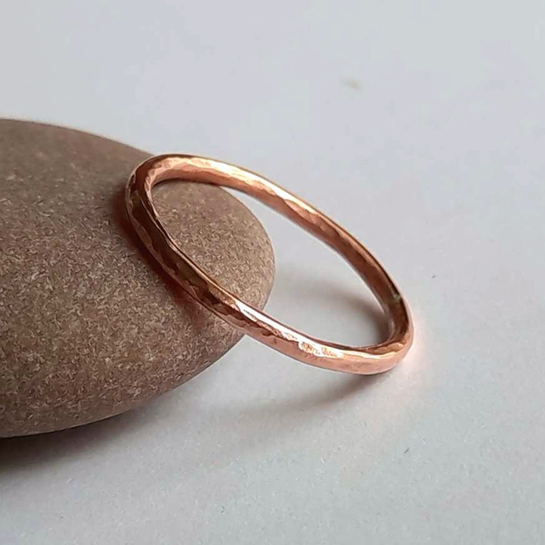 Hammered Copper Stacking Ring ~ Slim Stackable Ring ~ Textured Copper ...