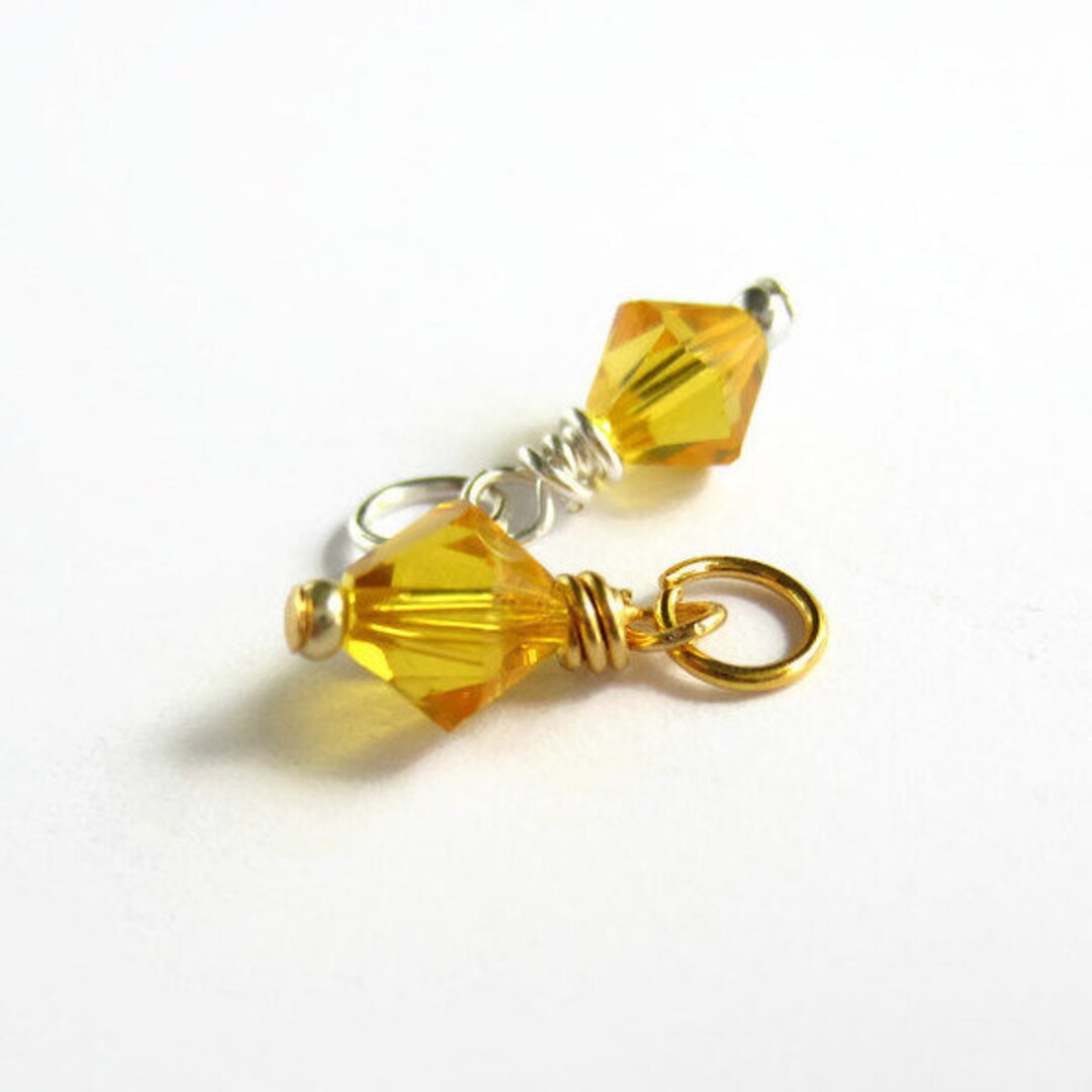 Sunflower Yellow Crystal Charm Bright Yellow Prewired Bicone Bead ...
