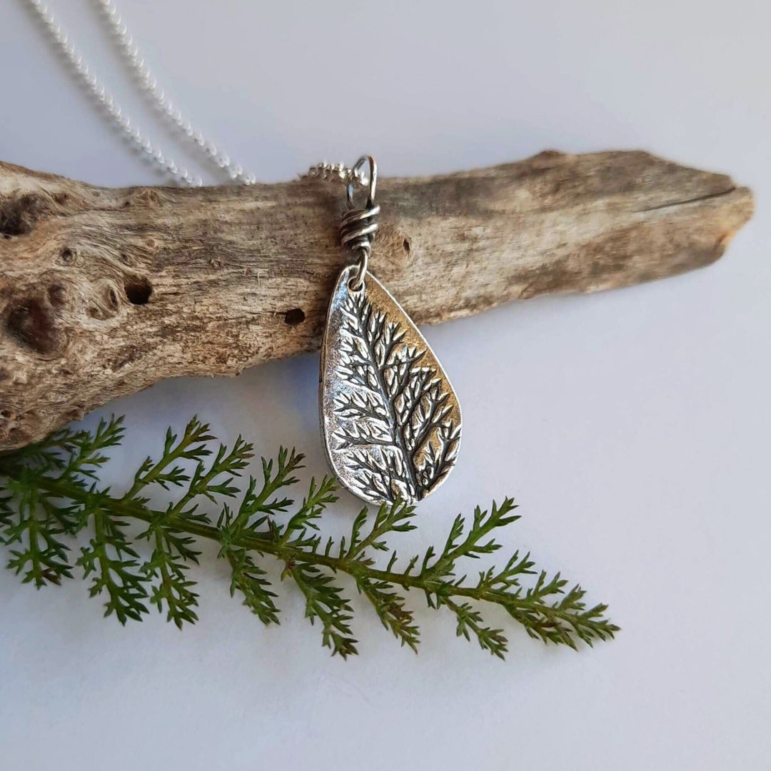 Yarrow Leaf Necklace ~ Oxidised Fine Silver ~ Achillea Millefolium ...