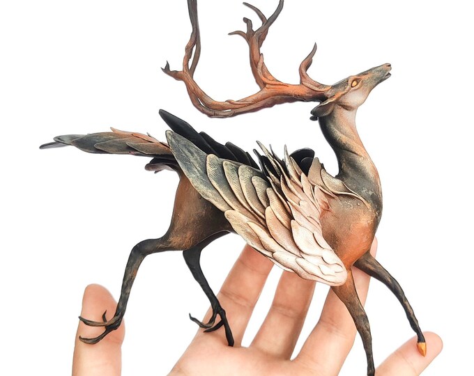 Original Elegant Fantasy Deer Handmade Figurine Sculpture. OOAK ...