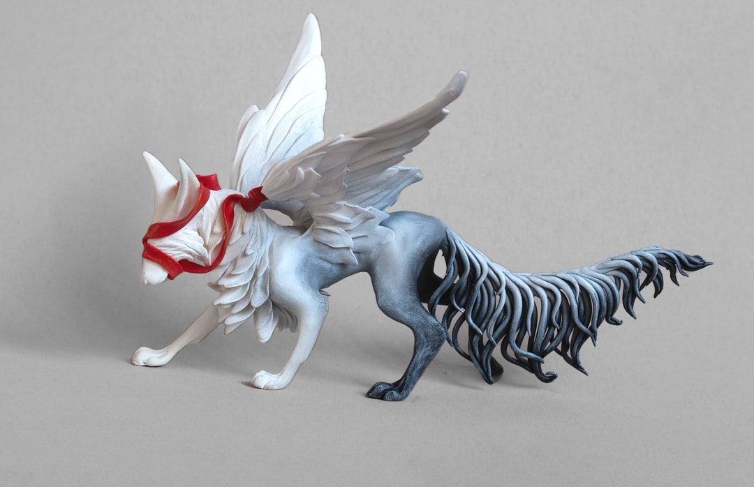Original Elegant Angel Wolf Handmade Figurine. OOAK Sculpture. - Etsy