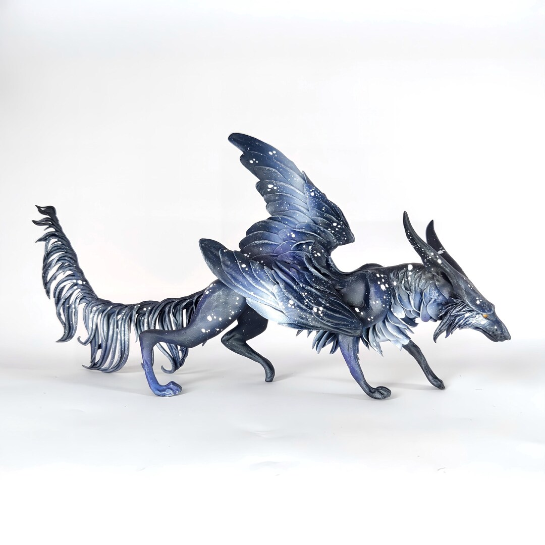 Original Elegant Angel Winged Wolf Handmade Figurine Sculpture. OOAK ...
