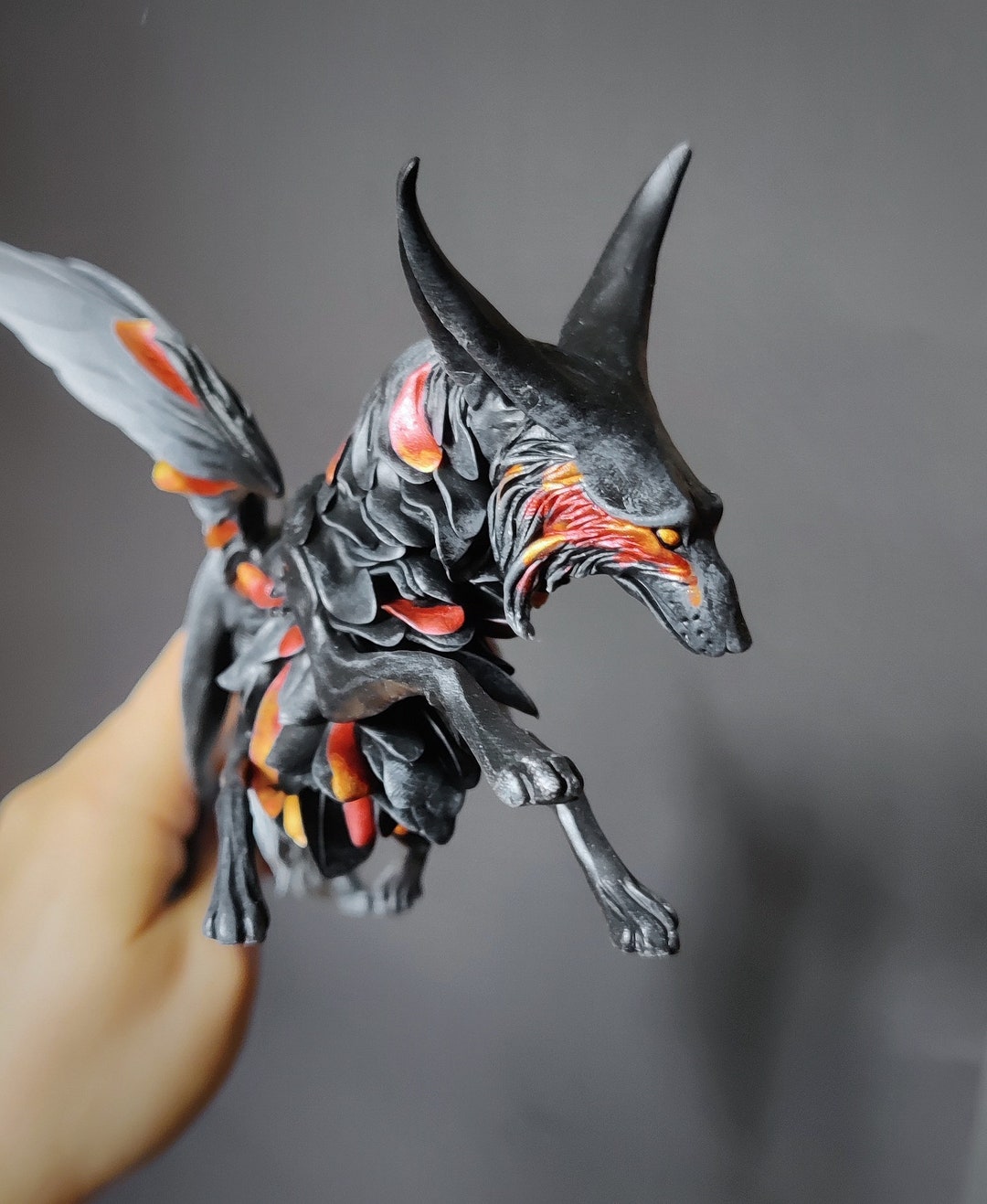 Original Elegant Angel Wolf Handmade Figurine Sculpture. OOAK Sculpture ...