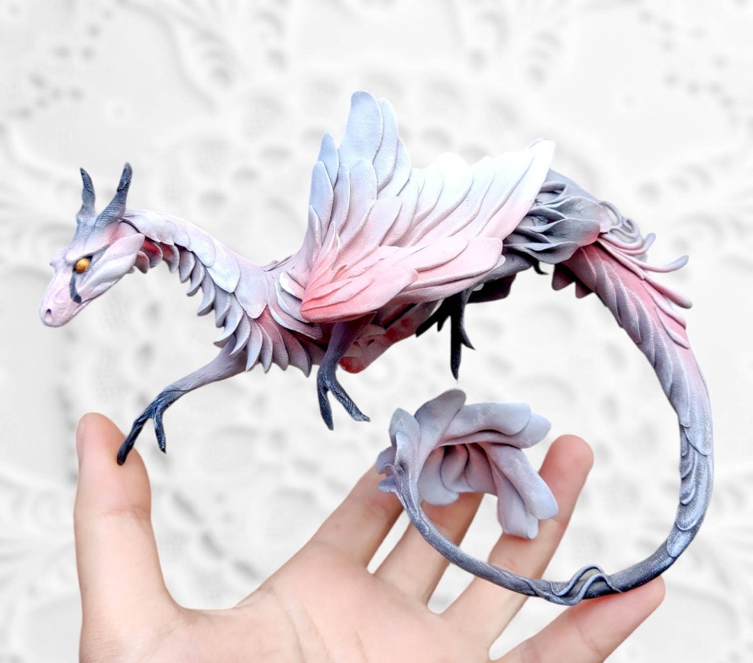 Dragon Statuette. Cute Angel Dragon Figurine. Dragon - Etsy