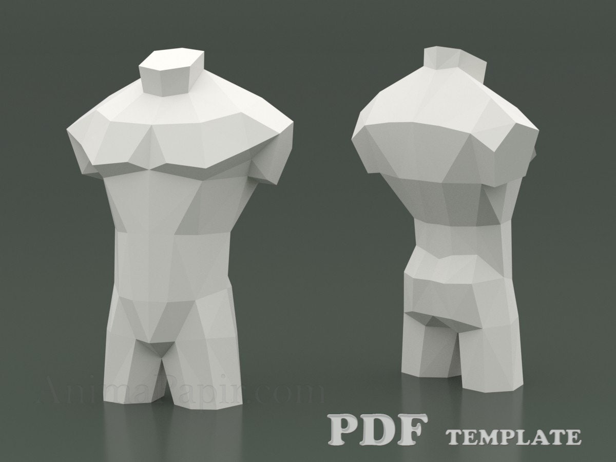 Man Torso Papercraft Low Poly Man Torso DIY Man Torso | Etsy