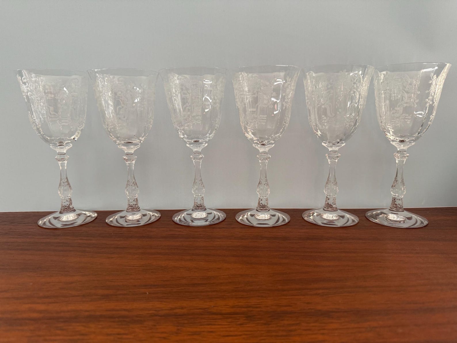 Vintage Fostoria Meadow Rose Water Goblet Stemmed Etched Optic Paneled ...