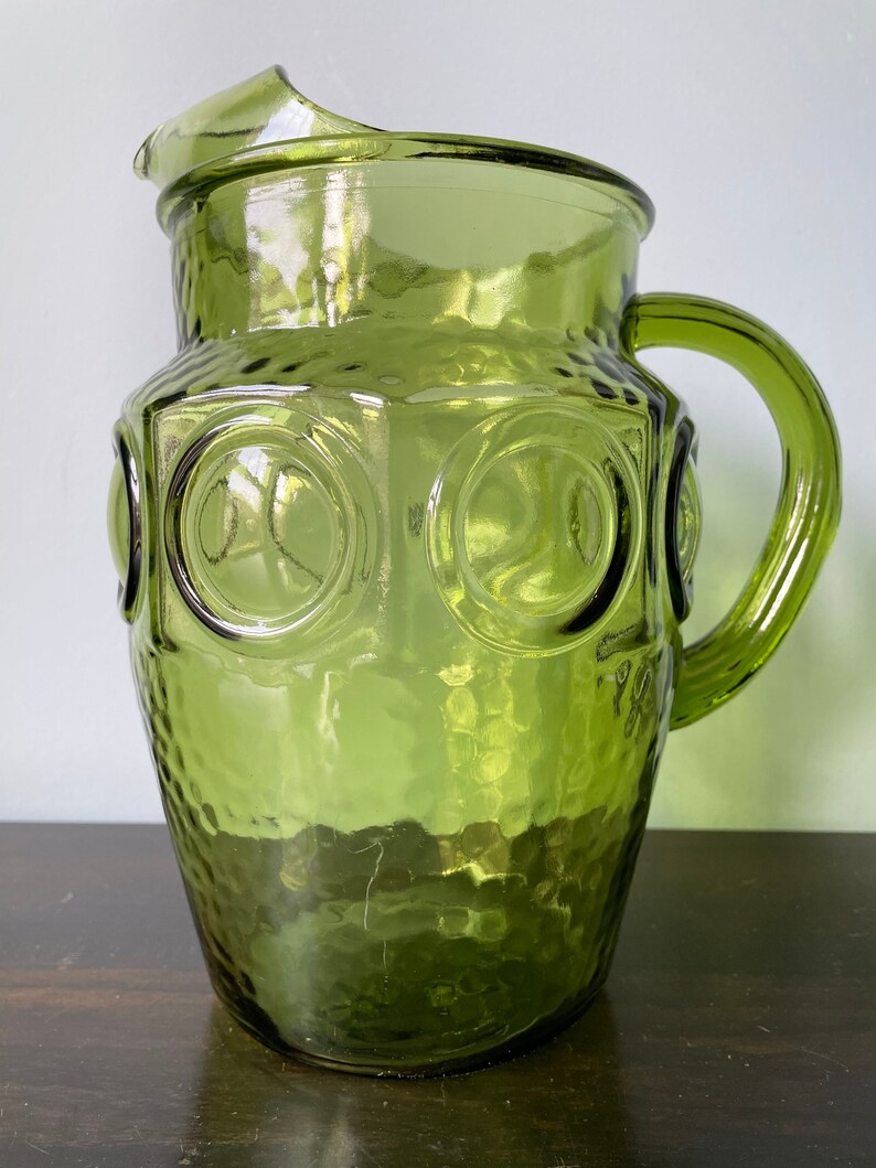 Vintage Anchor Hocking Glass Pitcher Heritage Hill Bullseye - Etsy