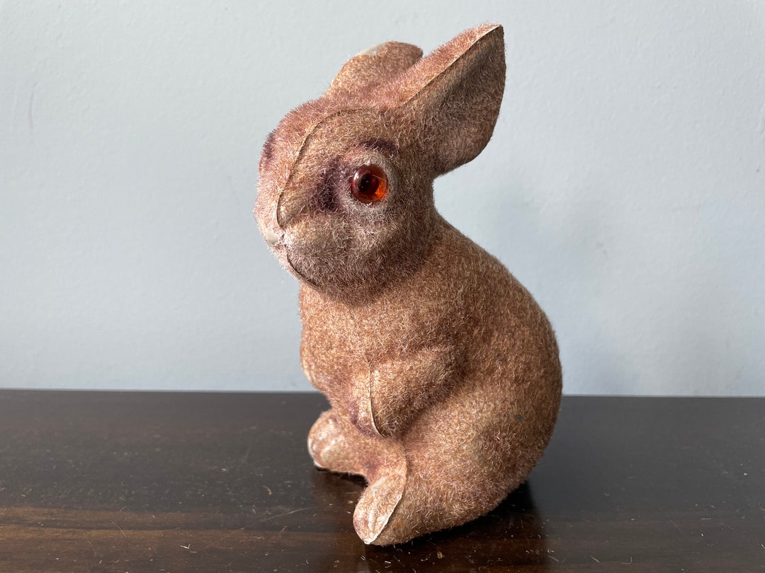 Vintage Flocked Bunny Bank Fuzzy Bunny Bank Rabbit Bank Bunny Piggy ...