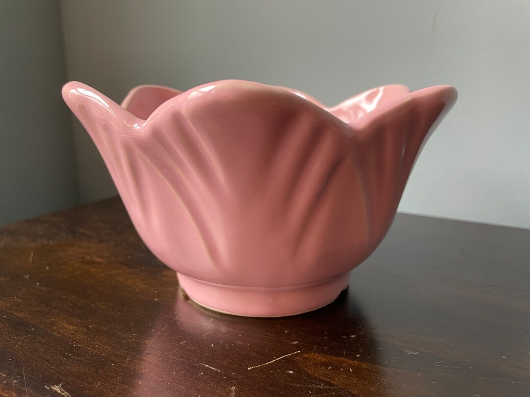 Vintage Morton Pottery Tulip Bowl Morton Pottery Tulip Dish Round Pink ...