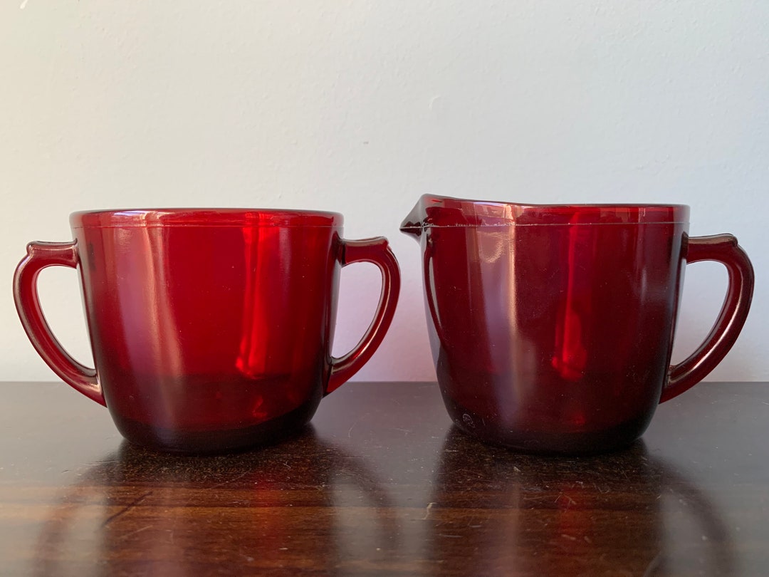 Royal Ruby Sugar and Creamer Anchor Hocking Deep Red Open Creamer and ...