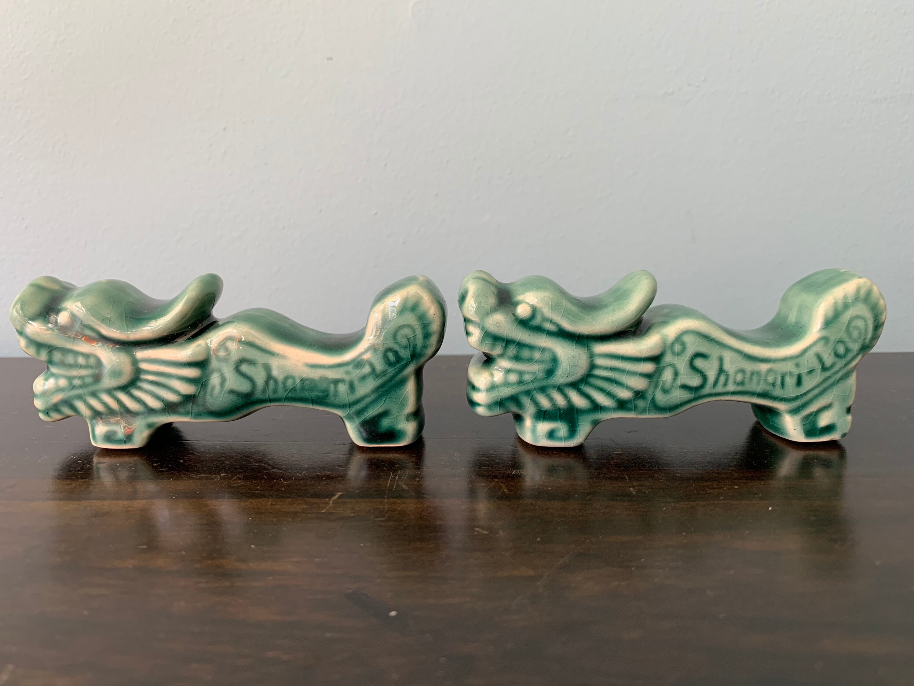 Vintage Porcelain Chinese Dragon Figurine Shangri La Green | Etsy