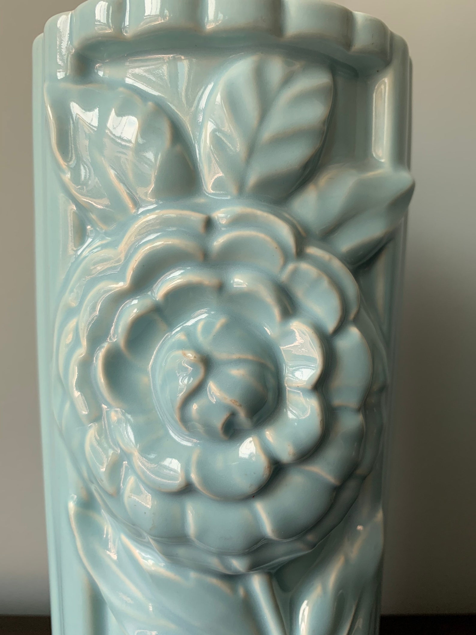 Vintage Ceramic Vase Embossed Peony by Cameron Clay Products - Etsy