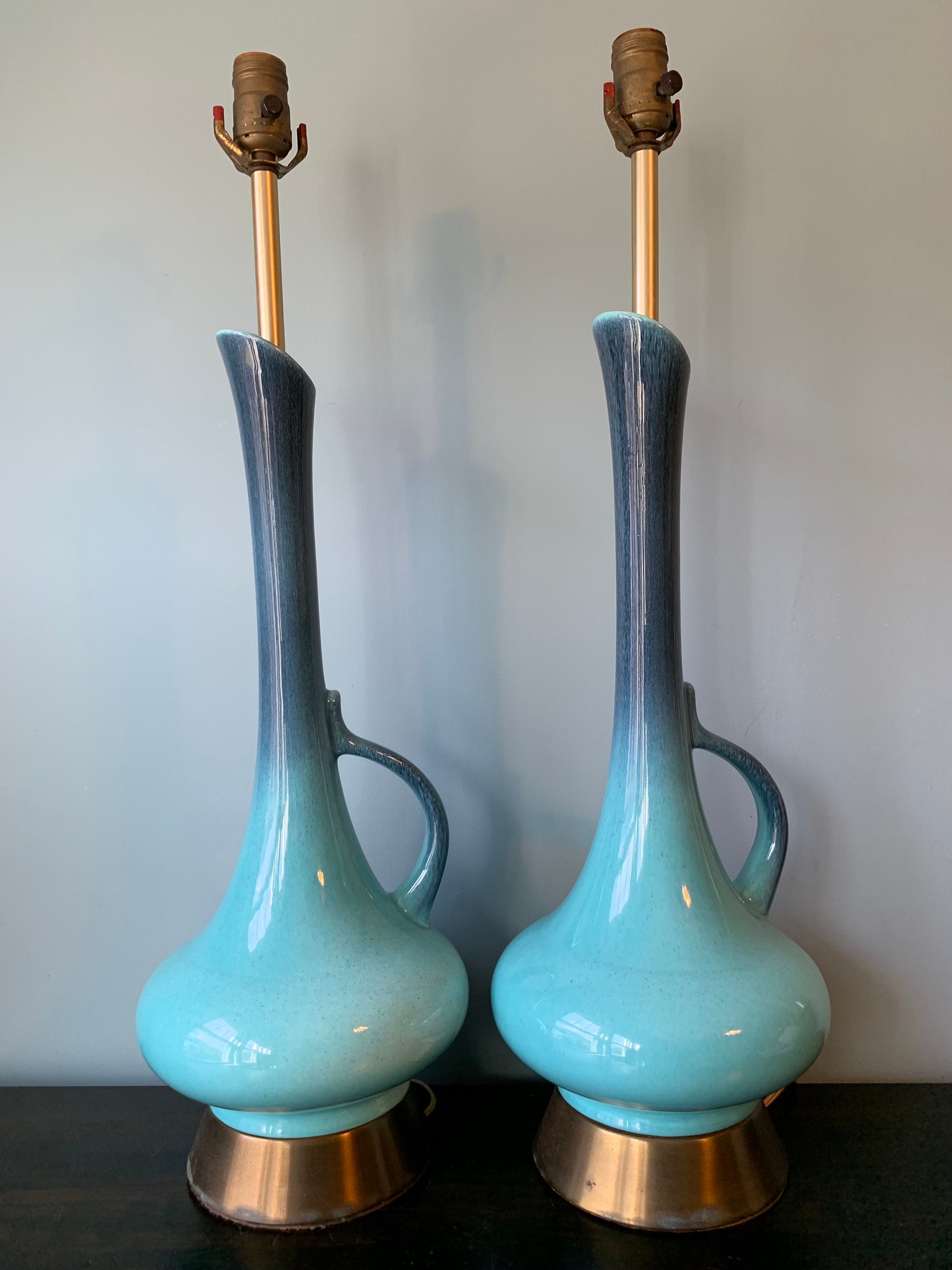 Mid Century Haeger Pitcher Lamp Table Lamp Turquoise Blue | Etsy