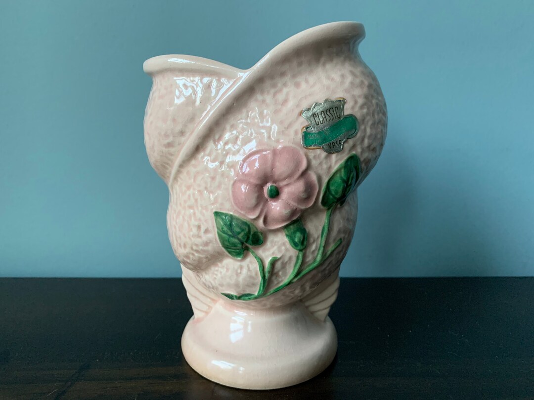 Vintage Hull Pink Vase USA 5-6 Pink Flower and Vine - Etsy