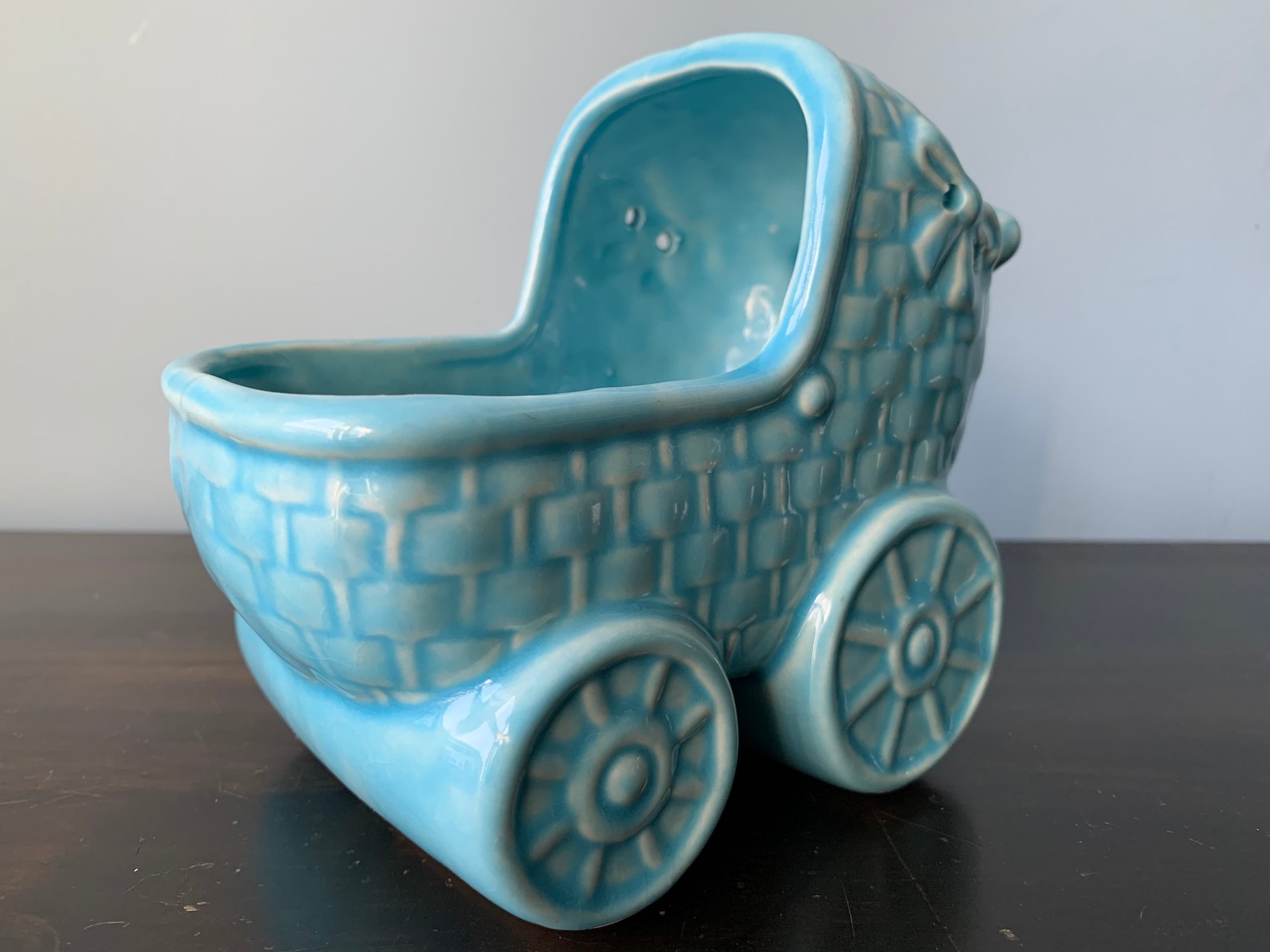 Vintage Planter Stroller Pram Baby Buggy Ceramic Pottery Baby Shower ...