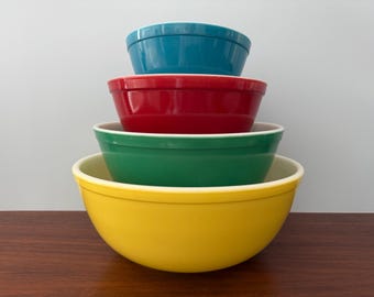 Vintage Pyrex Primary Colors Mixing Bowl Set of Four, Pyrex Nesting ...