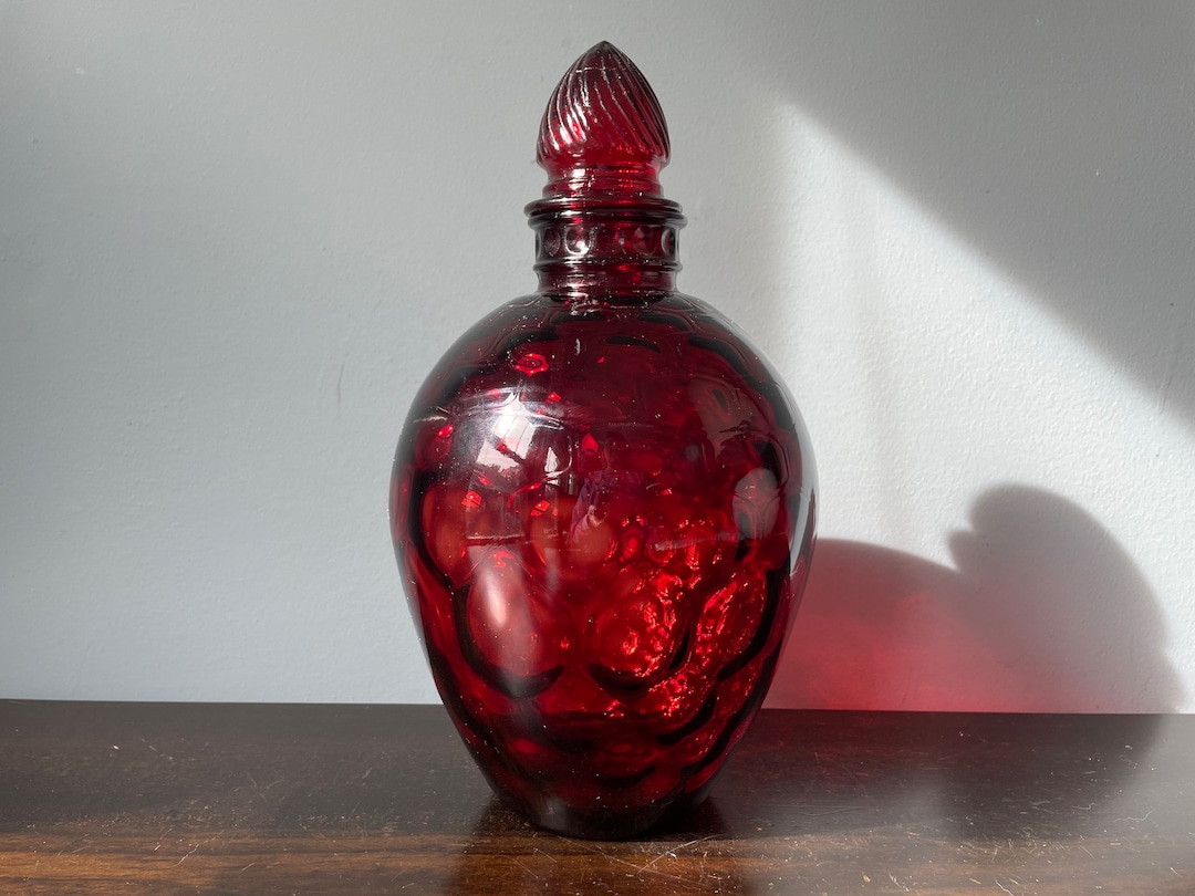 Vintage Wheaton Decanter Wheaton Glass Decanter Red Honeycomb Decanter ...