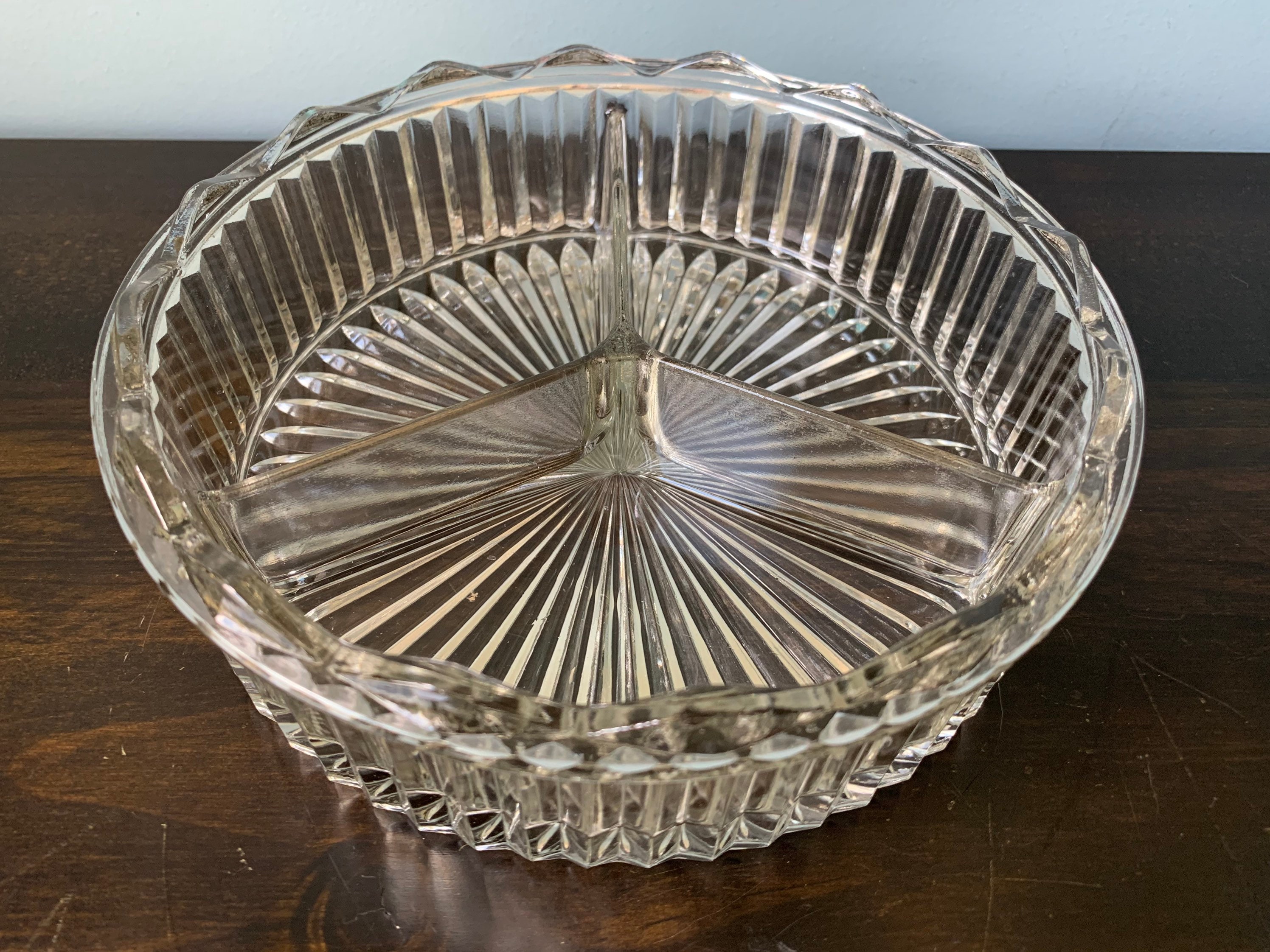 Vintage Candy Dish Clear Glass Round Ribbed - Etsy