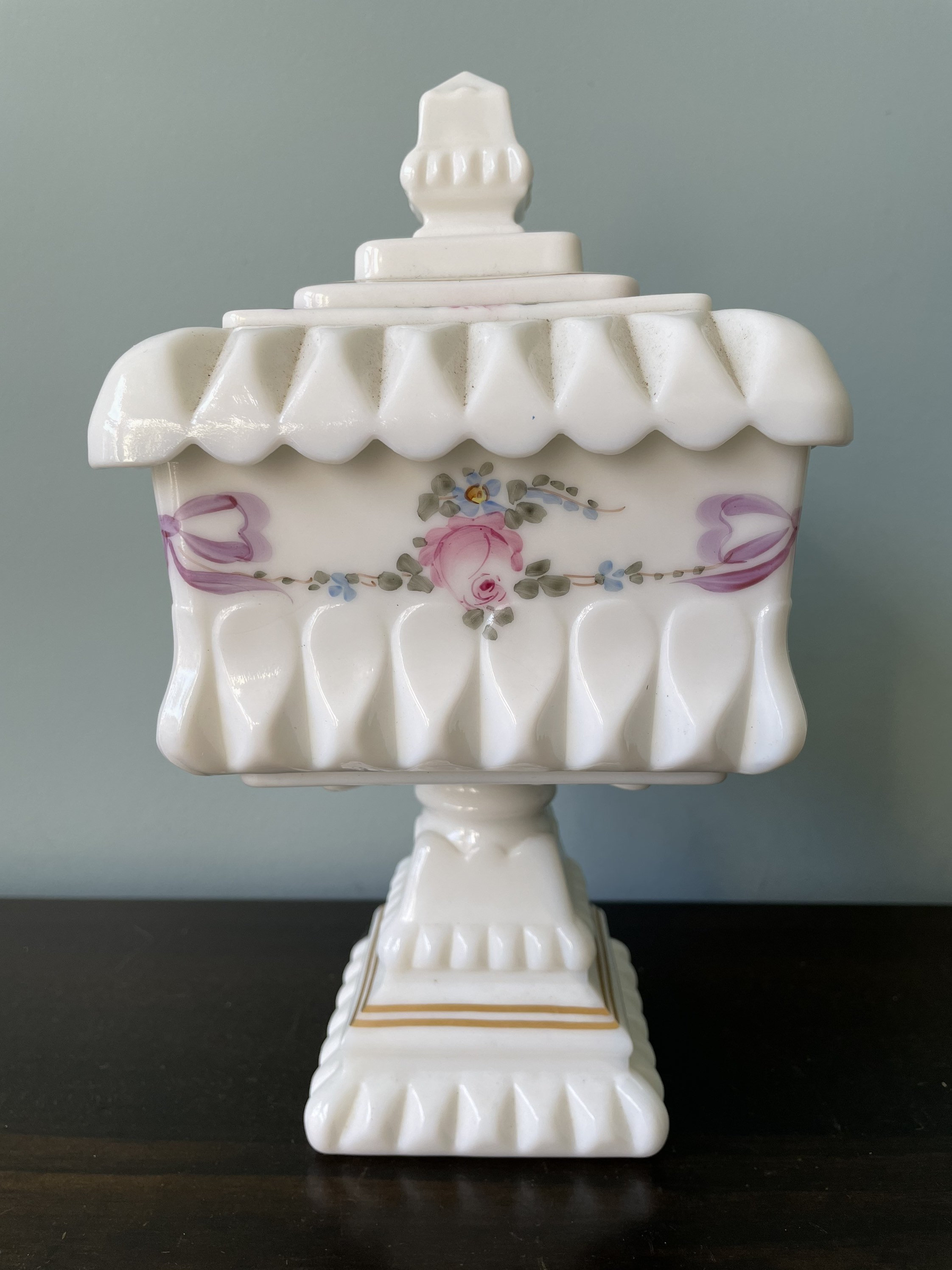 Vintage White Milk Glass Wedding Cake Box Square Candy Dish - Etsy