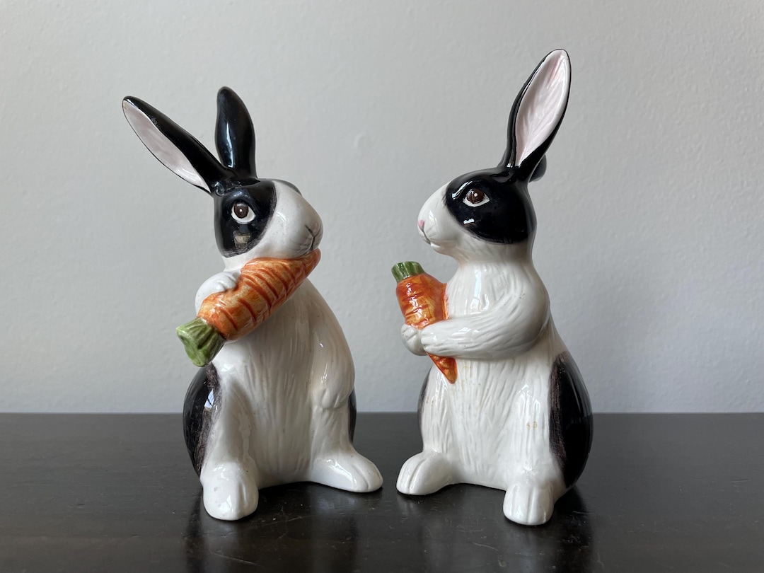 Vintage Fitz and Floyd Kensington Bunny Salt and Pepper Rabbit Salt and ...