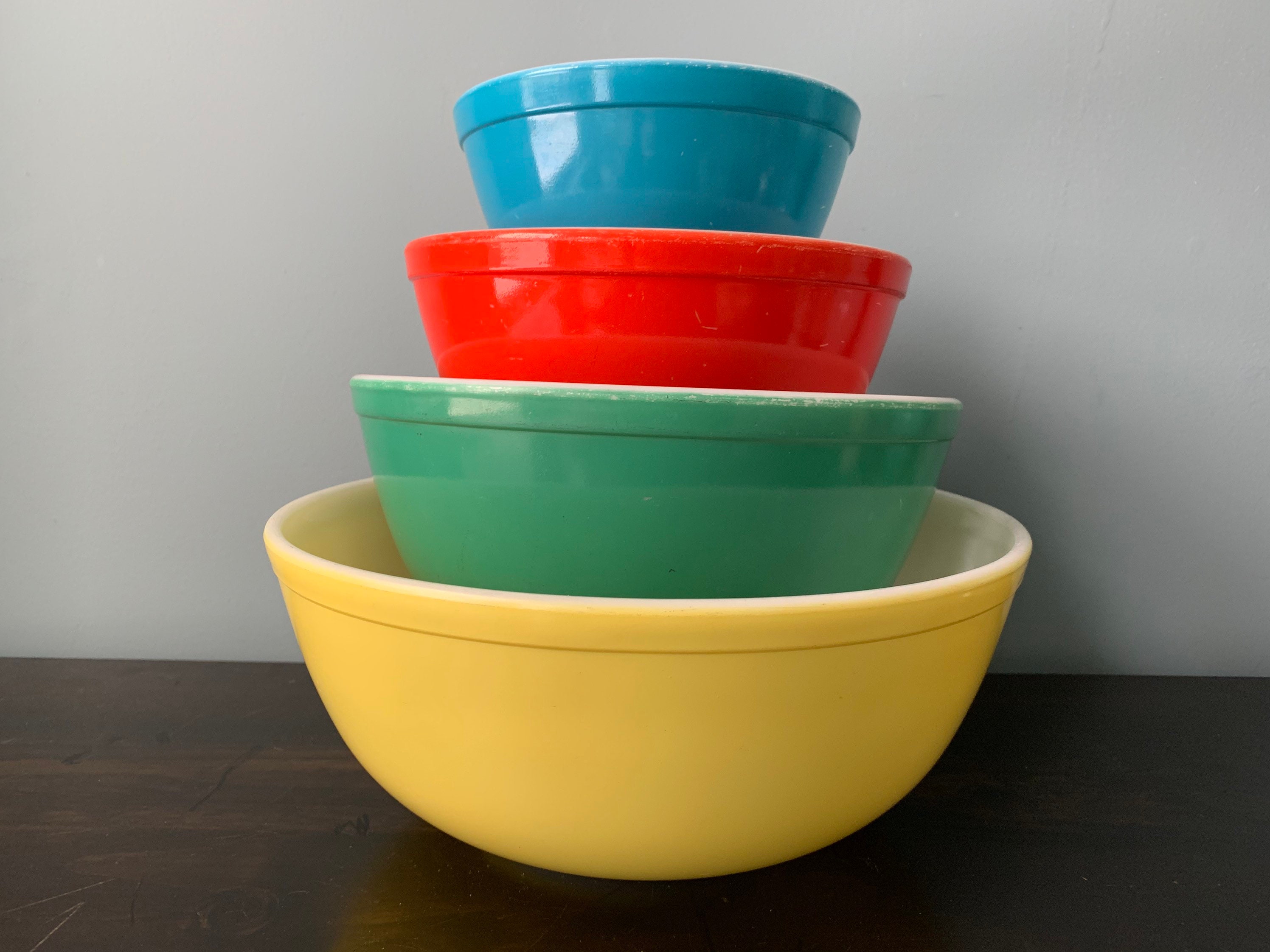 Pyrex Primary Colors Nesting Mixing Bowl Set of 4 Blue Red | Etsy