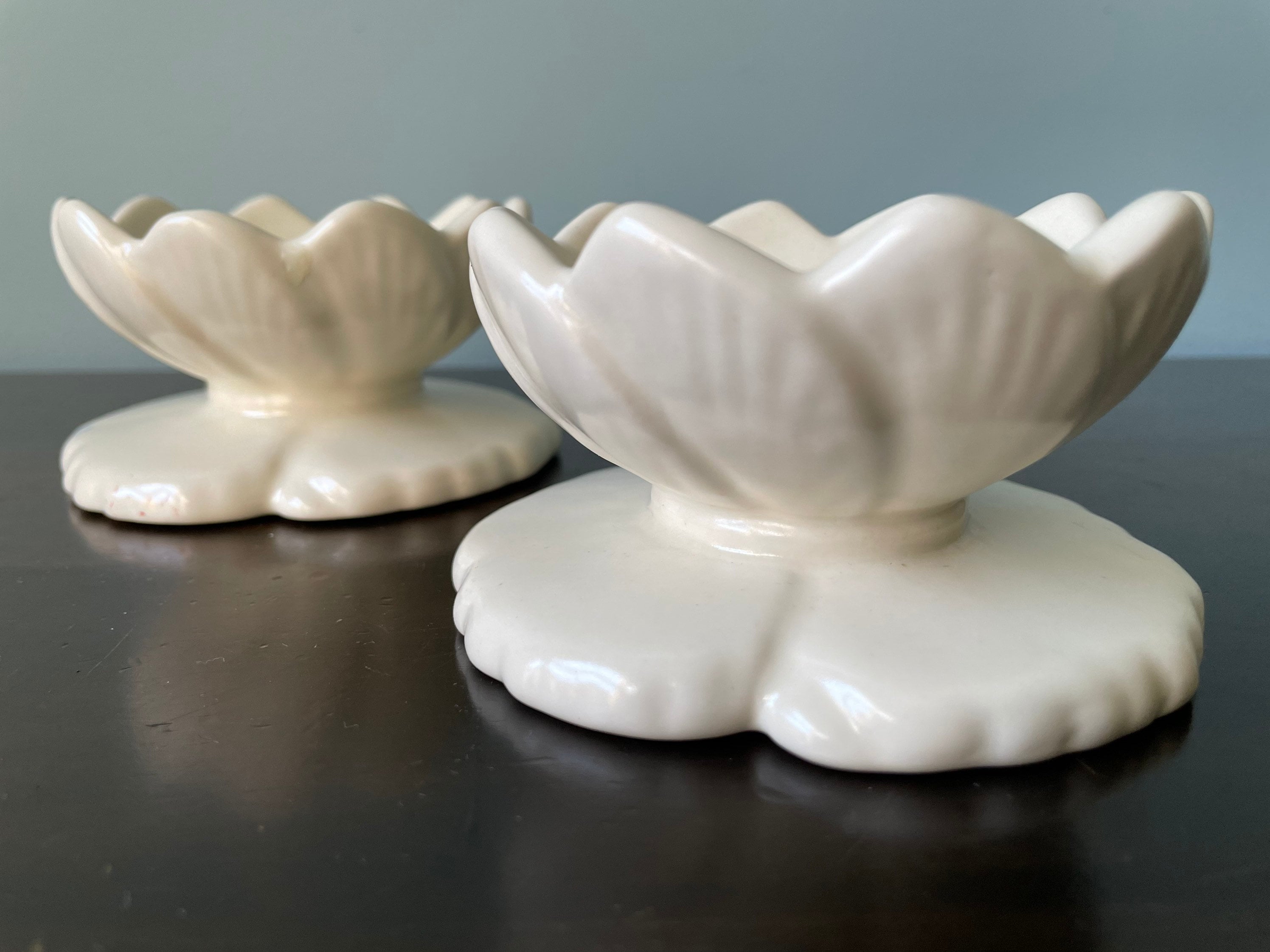 Vintage Haeger Pottery Water Lily Candlestick Holders Lotus Candlestick ...