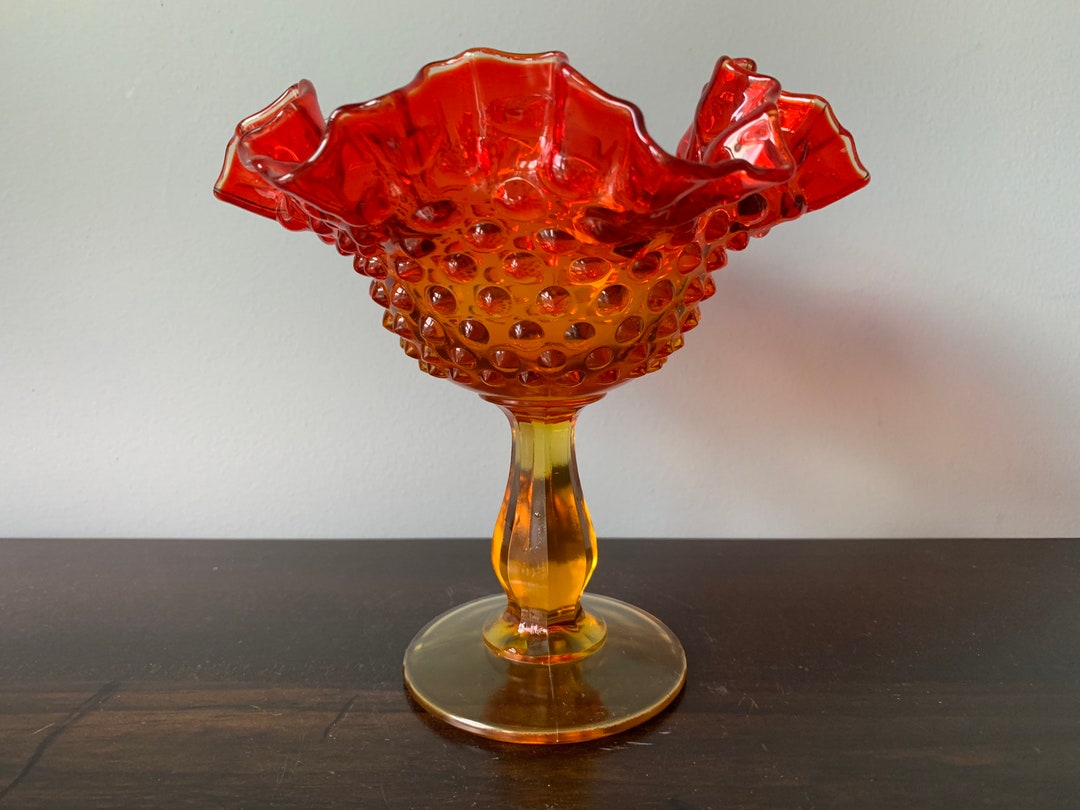 Fenton Glass Hobnail Compote Candy Dish Crimped Ruffled - Etsy