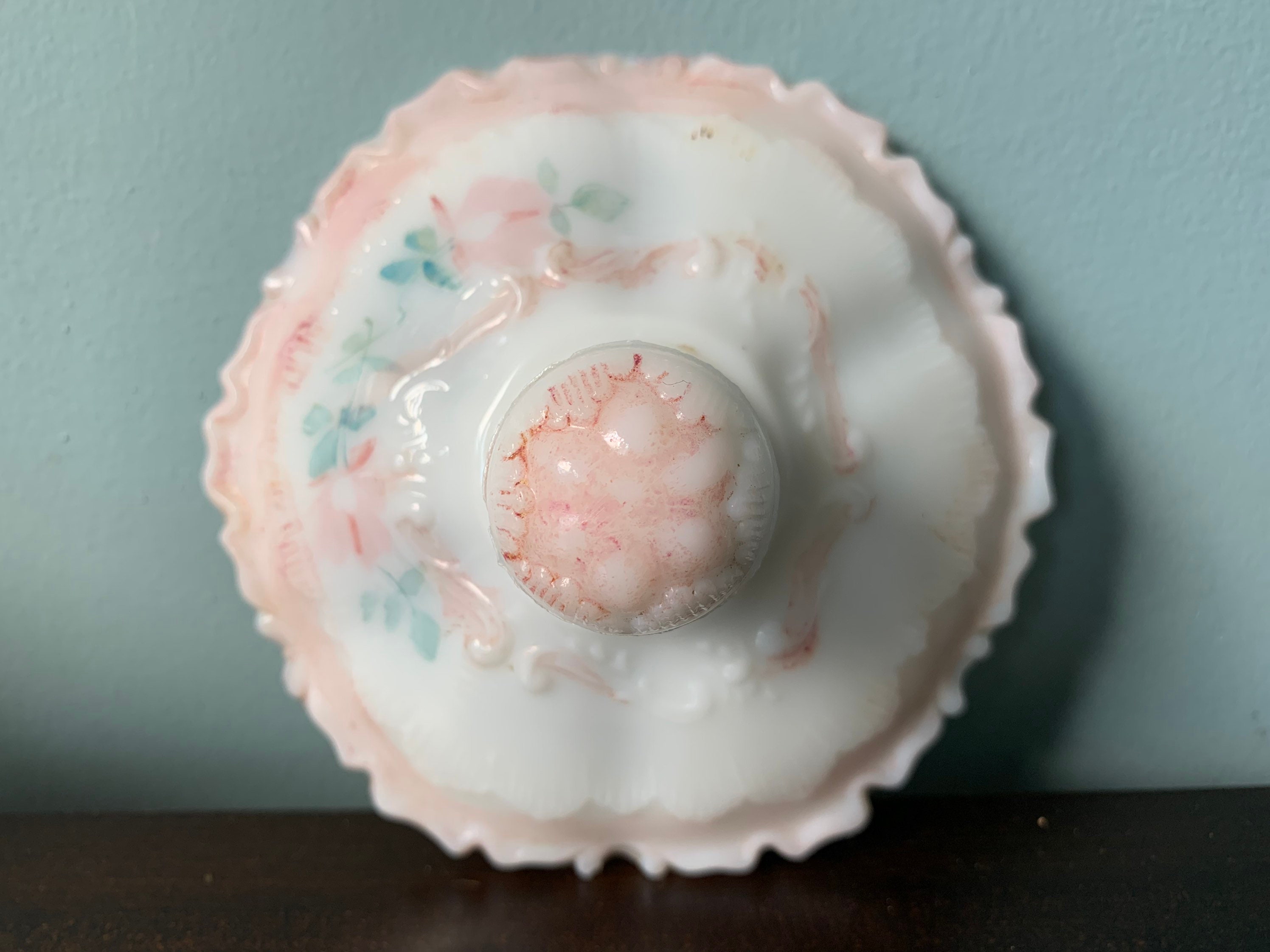 EAPG Dithridge Versailles Covered Sugar Bowl Opaline Roses | Etsy