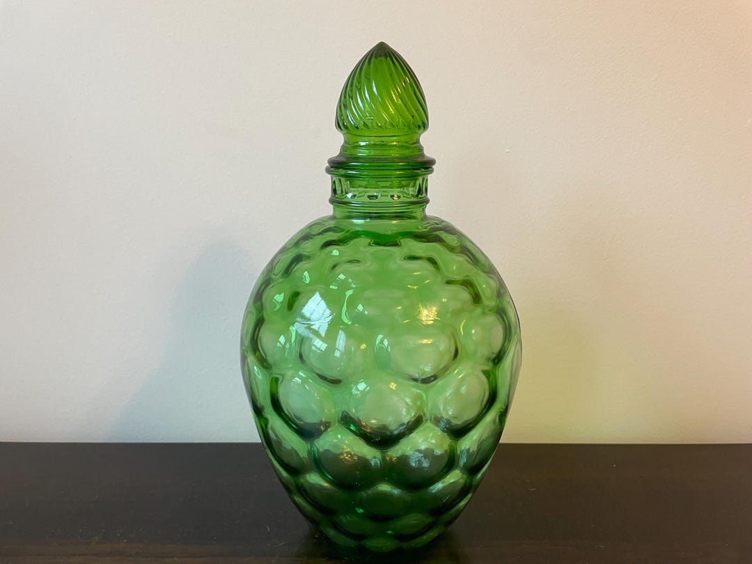 Vintage Wheaton Decanter Wheaton Glass Decanter Green Honeycomb ...