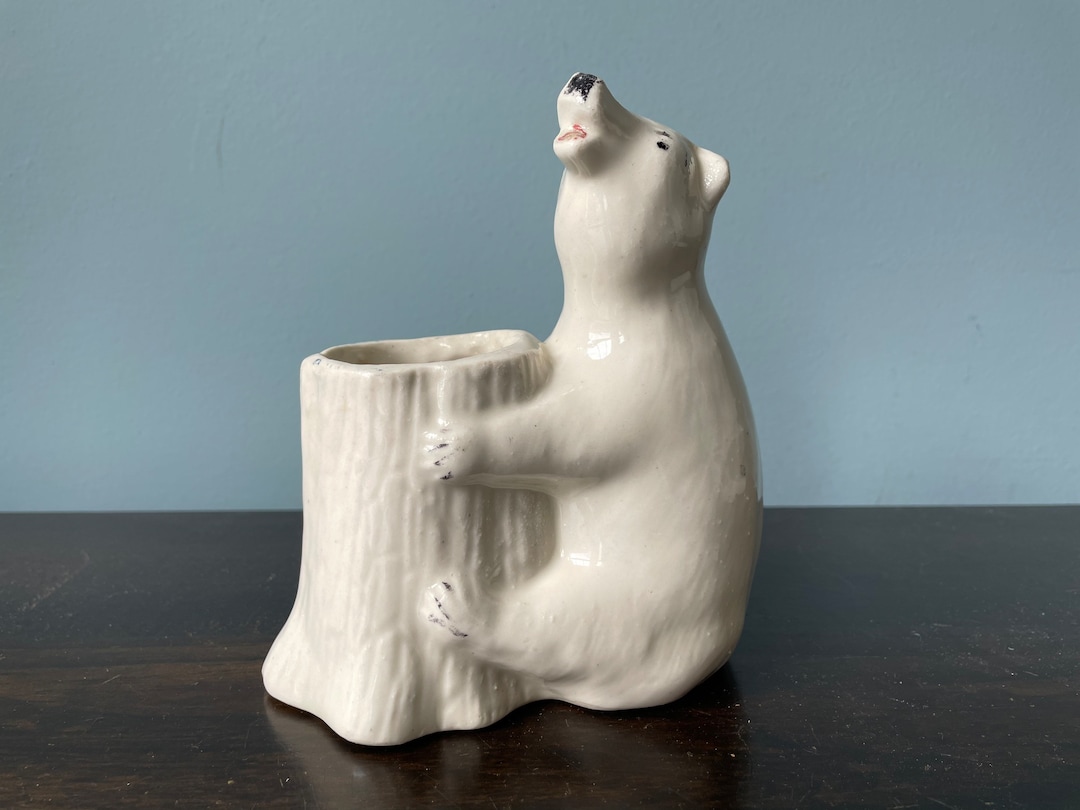 Vintage Pottery Bear Planter Ceramic Bear Hugging Tree - Etsy