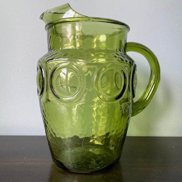 Vintage Anchor Hocking Green Glass Pitcher - Etsy
