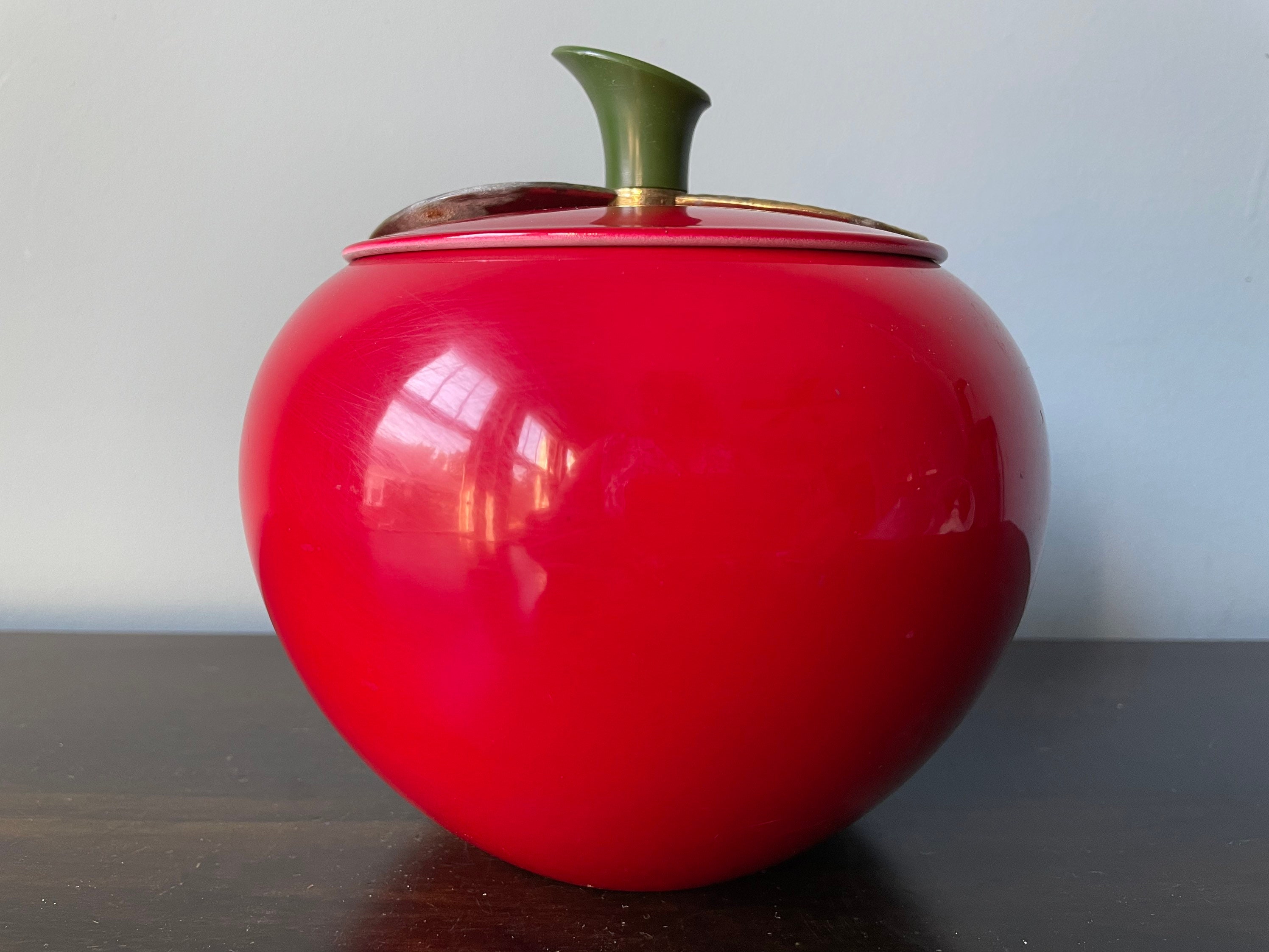 Vintage Chrom-ever Red Apple Aluminum Canister Set Cookie Jar Metal ...