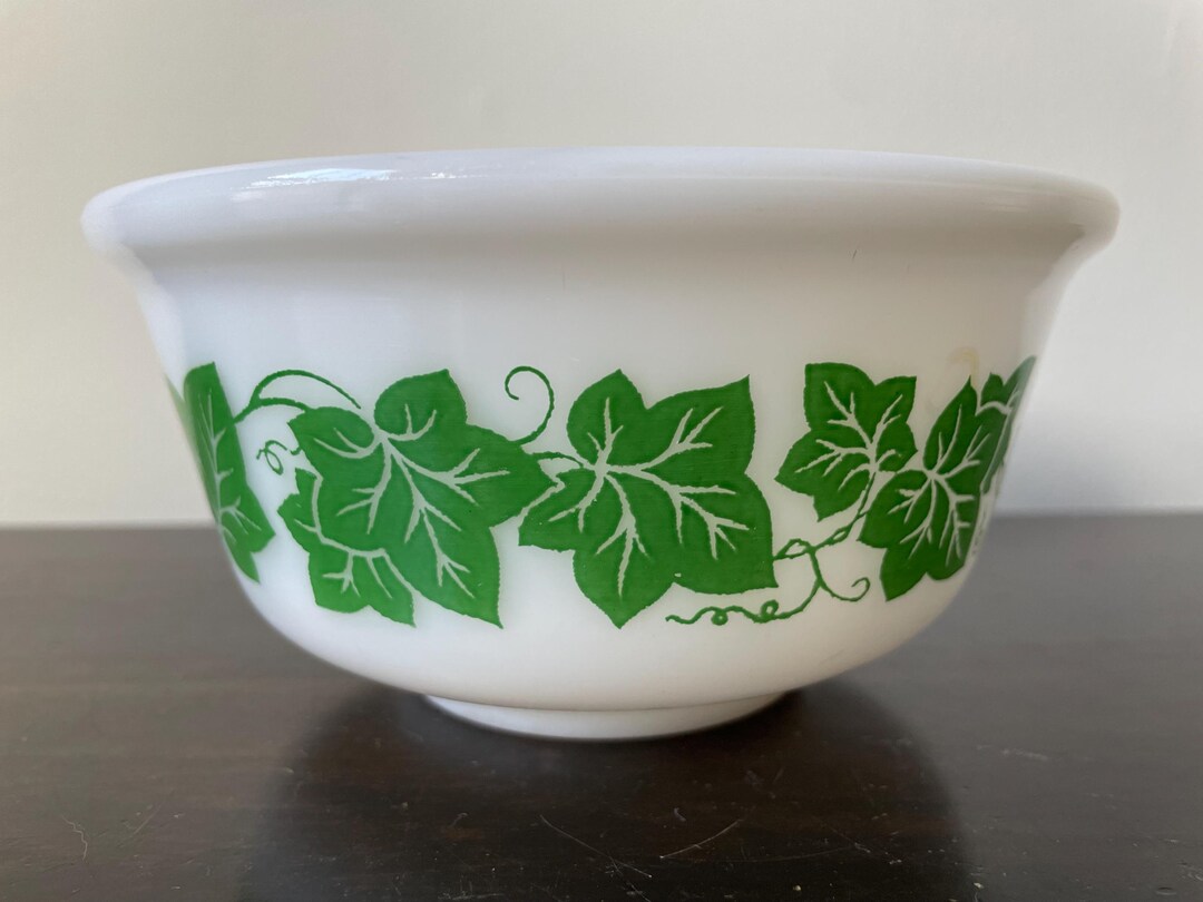 Vintage Hazel Atlas Green Ivy Nesting Mixing Bowl Milk Glass 6” - Etsy