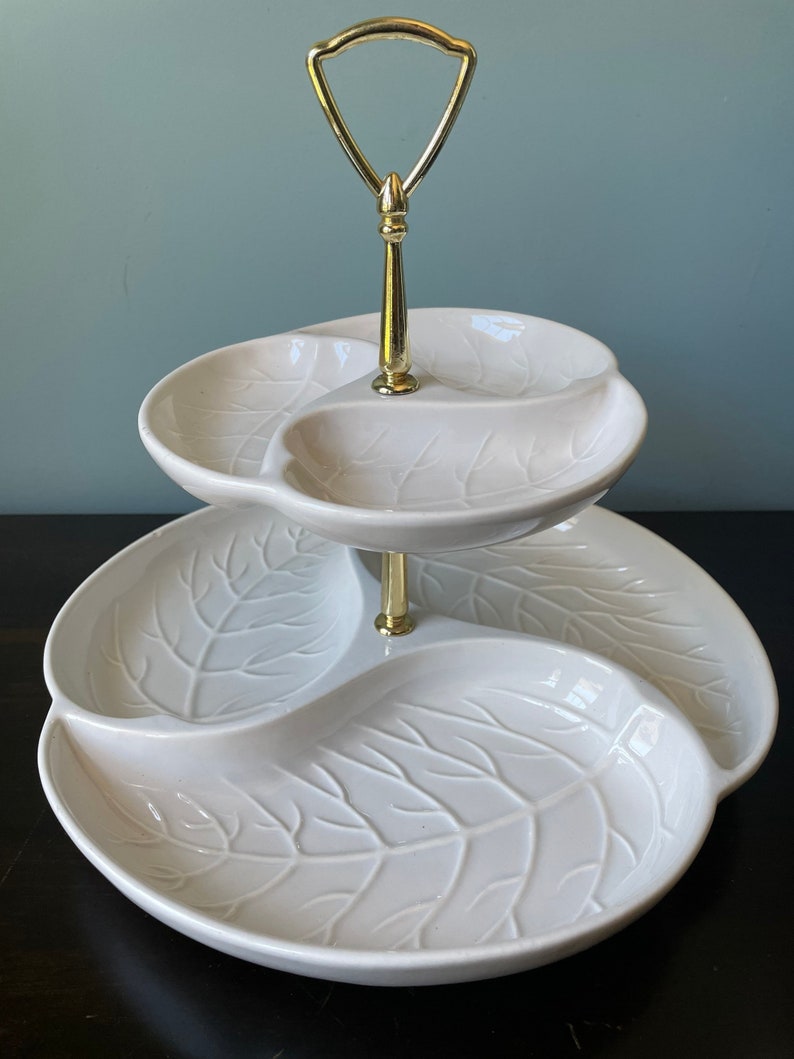 Vintage Royal Haeger 2-tier Tiered Divided Tidbit Tray Leaf - Etsy