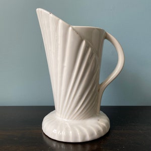 Vintage Pottery Pitcher Vase Art Deco Shell Fan Pitcher - Etsy
