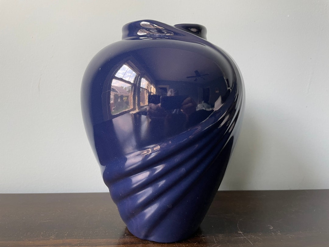 Vintage Haeger Pottery Vase Art Deco Vase Art Deco Revival Blue Gloss ...