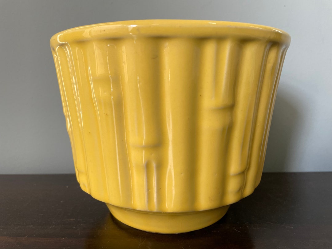 Vintage Mccoy Pottery Planter Bamboo Pattern Yellow 5” Mccoy Bamboo ...